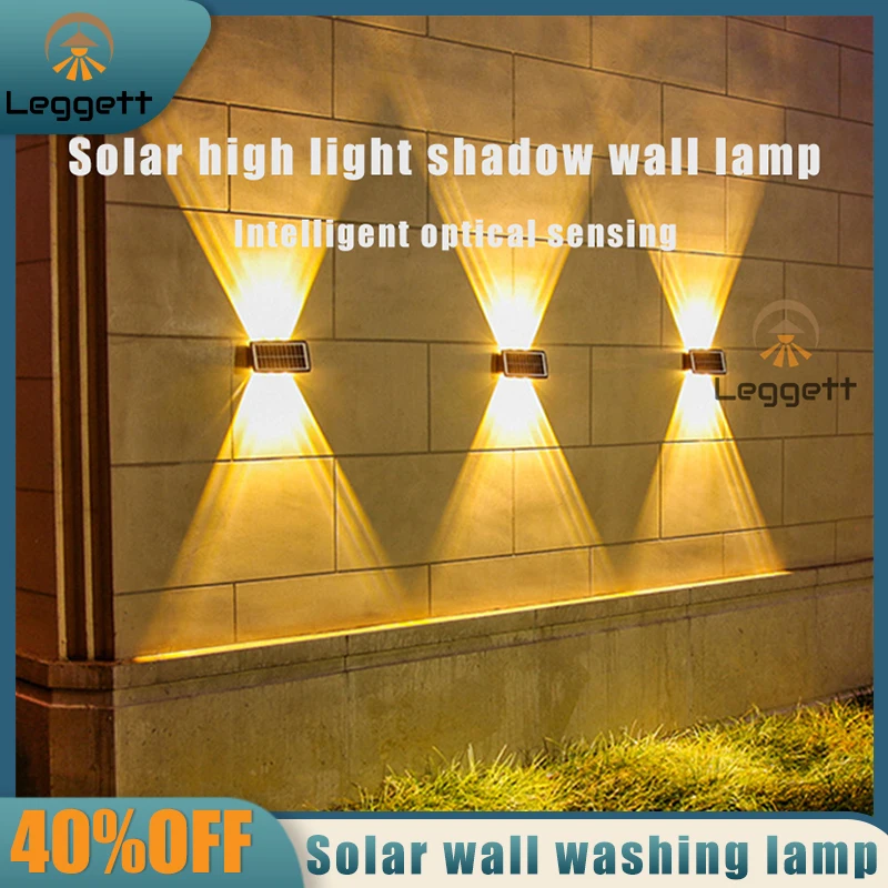 Solar Wall Lamp Outdoor Waterproof Up and Down Luminous Lighting Garden ...