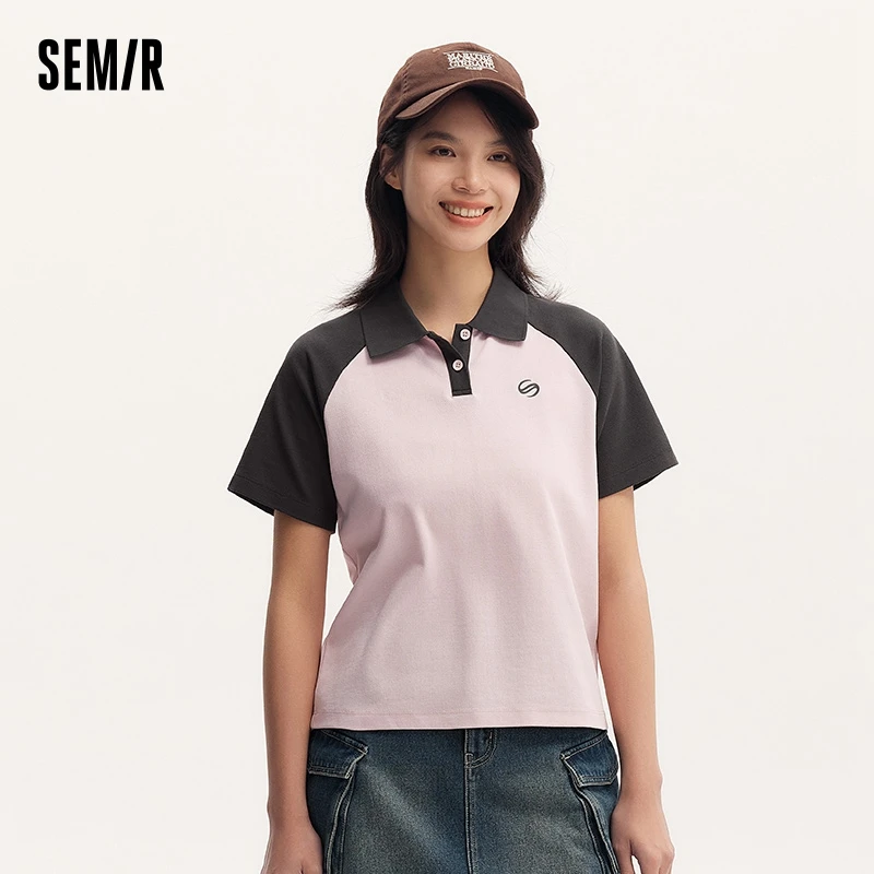 Semir-Women-Polo-Shirt-2024-Summer-New-Color-Blocking-Shoulder-Dropping ...