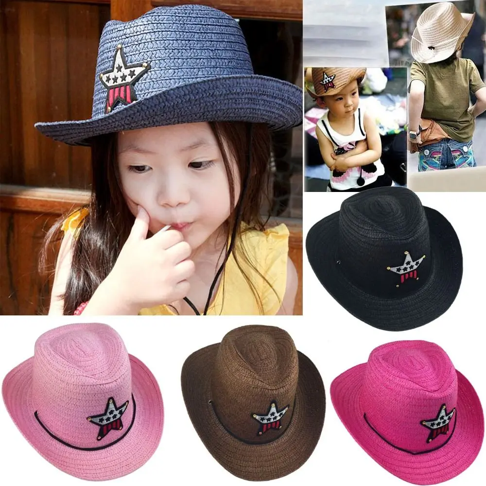 Kids-Boys-Girls-Summer-Breathable-Cowboy-Hat-Straw-Sun-Cap-Children ...