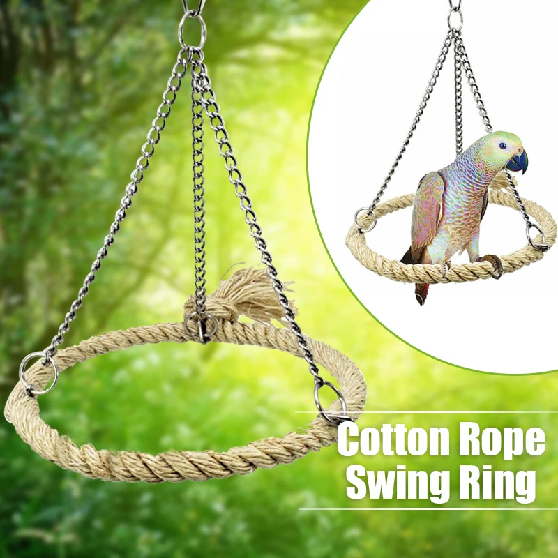 Bird-Rope-Ring-Swing-Toys-Budgie-Cockatiel-Hanging-Cage-Hammock-Perch ...