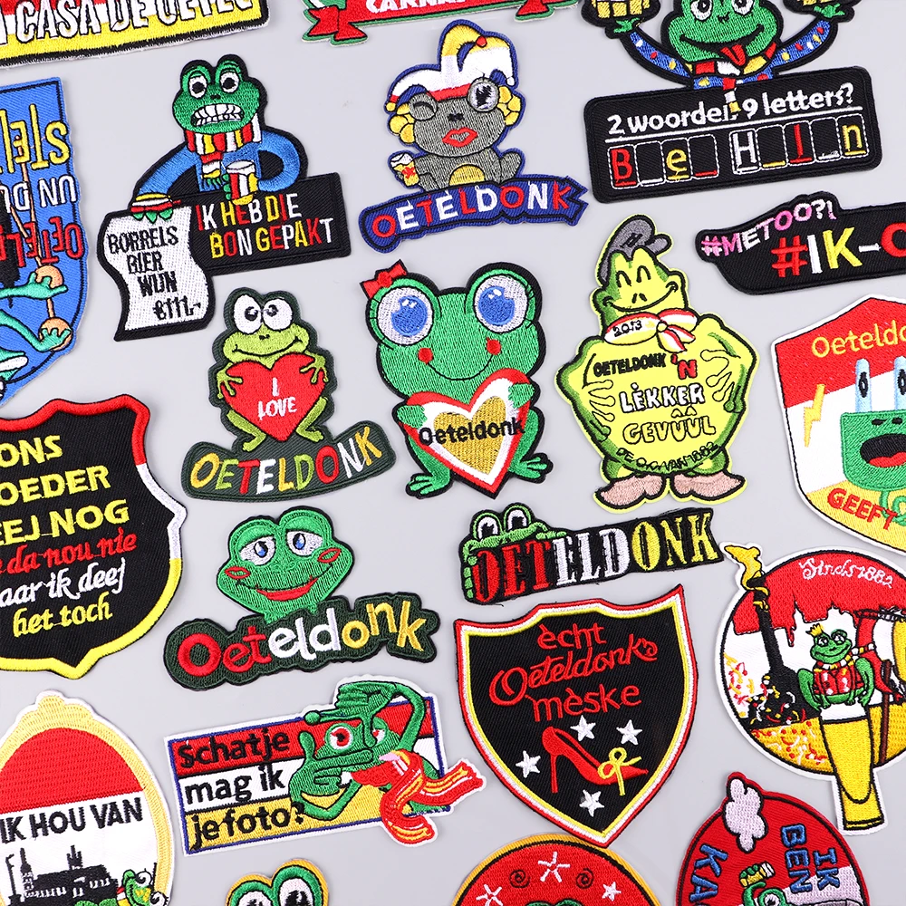 Nederland-Carnaval-Oeteldonk-Embleem-Patch-Op-Patches-Voor-Kleding-Smeltbare-Patch-Naaien-Kikker ...