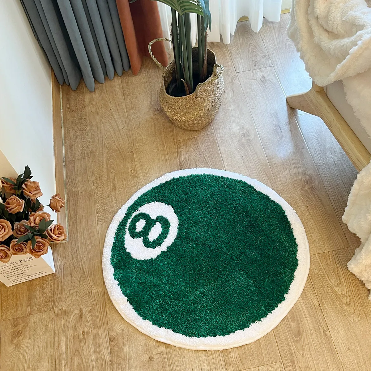 Round-Tufting-Number-8-Rug-Soft-Green-Mat-Billiards-Ball-Carpet ...