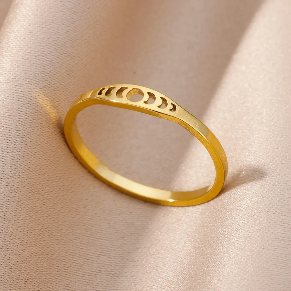 Hollow-Moon-Rings-for-Women-Non-fading-Gold-Color-Stainless-Steel ...