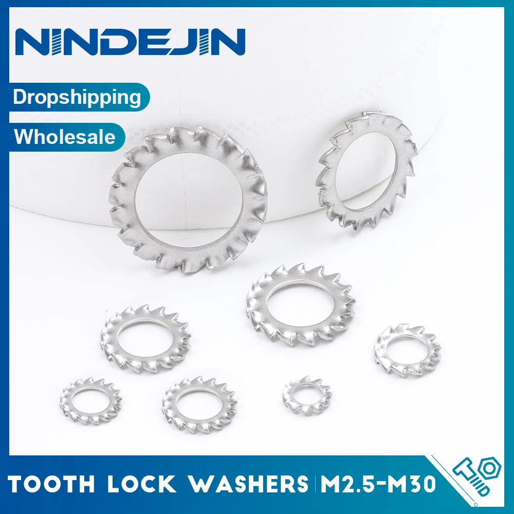 NINDEJIN External Tooth Lock Washers M3 M4 M5 M6 M8 M10 M12 M14 M16 M20 ...