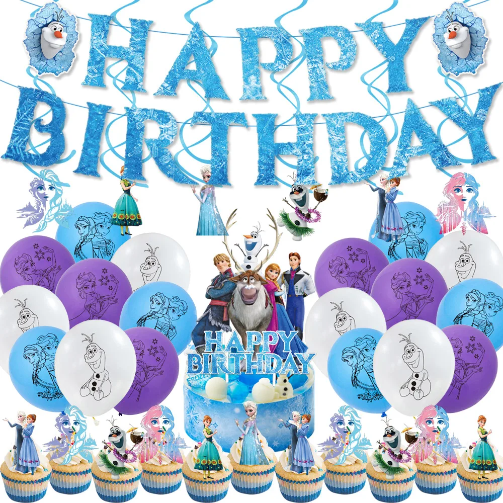 Disney-Blue-Frozen-Queen-Girl-Birthday-Party-Decoration-Elsa-Anna ...