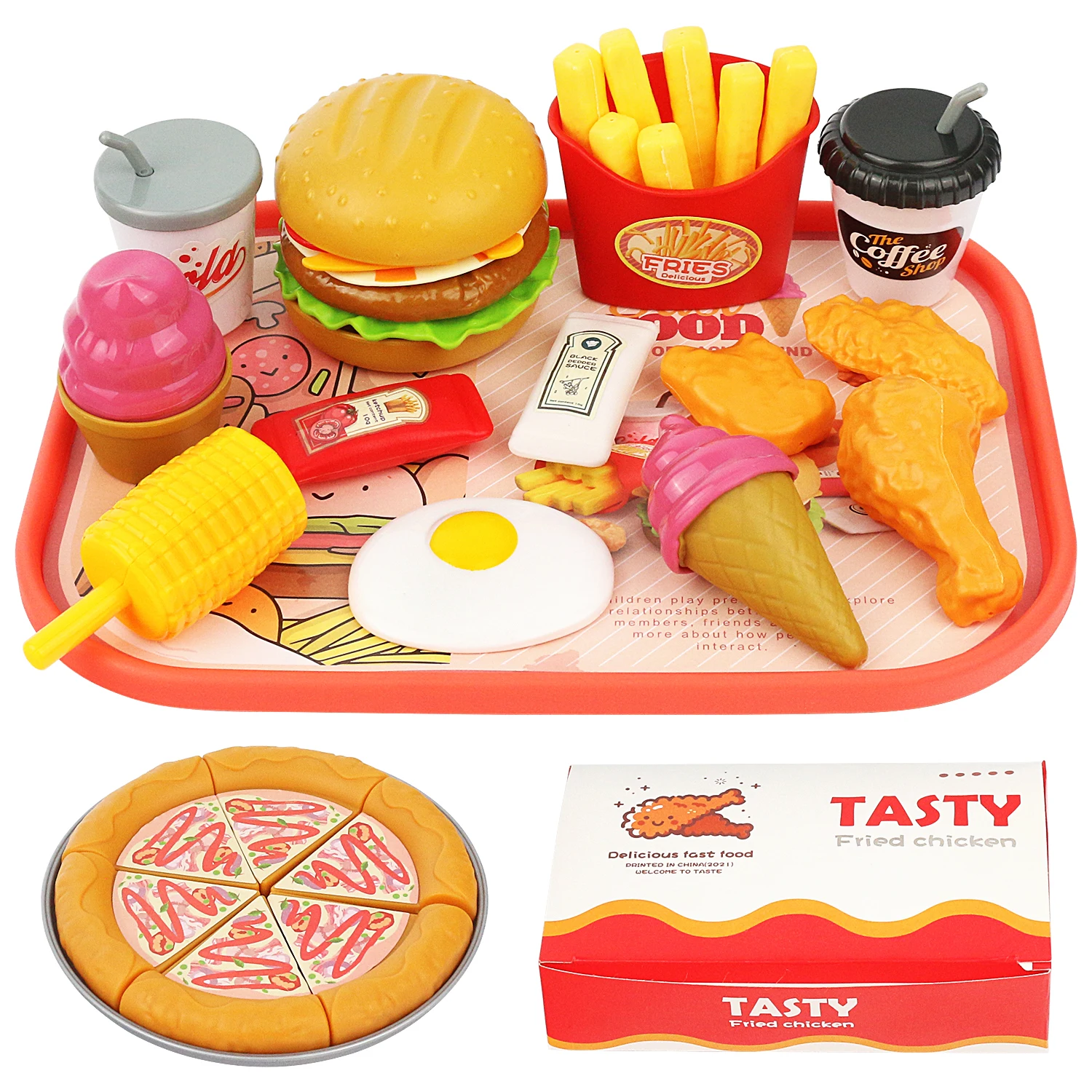 40PCS Kids Kitchen Toys Fast Food Hamburger Set Pretend Play Mini ...