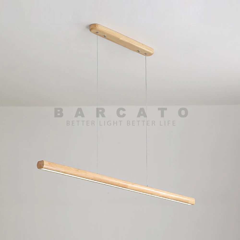 Nordic-LED-Pendant-Light-Wood-Long-Strip-Dining-Table-Lamp-Suspension ...