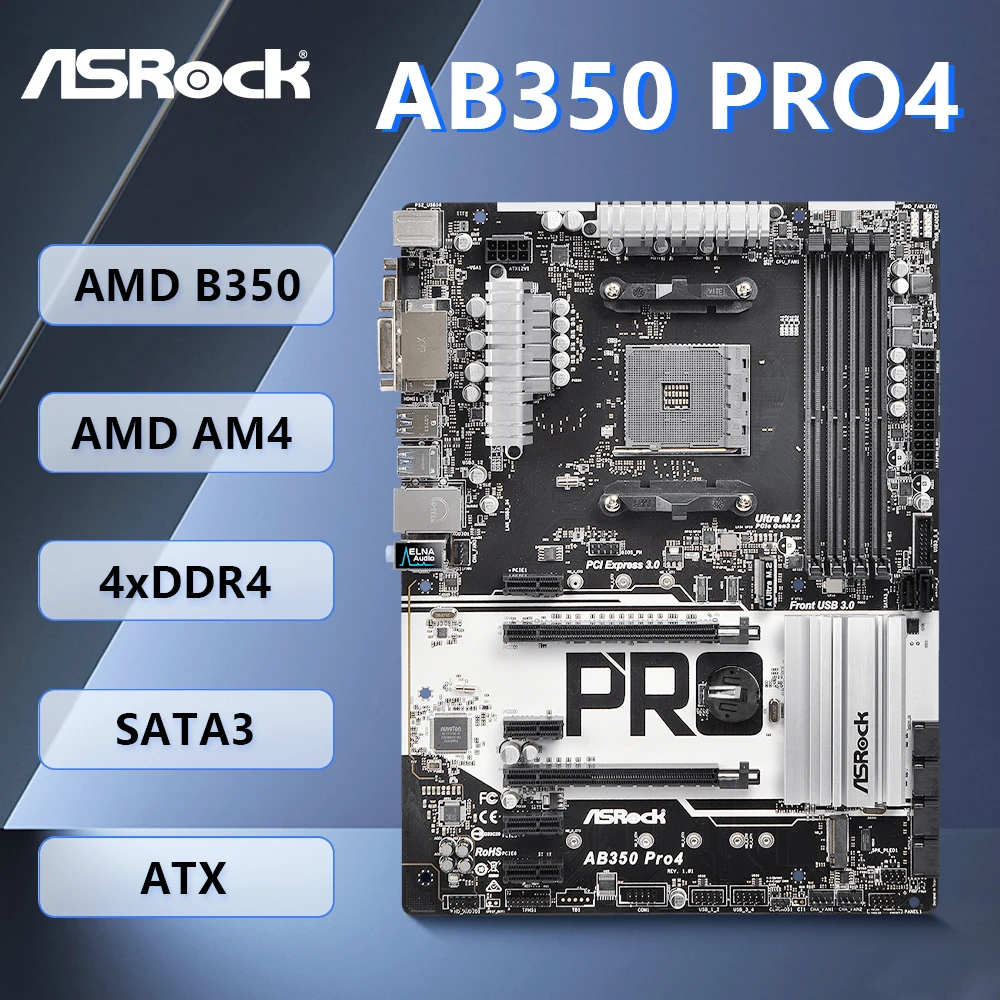 ASRock-AB350-Placa-m-e-PRO4-soquete-do-chipset-AMD-B350-AM4-4-DDR4-64GB ...