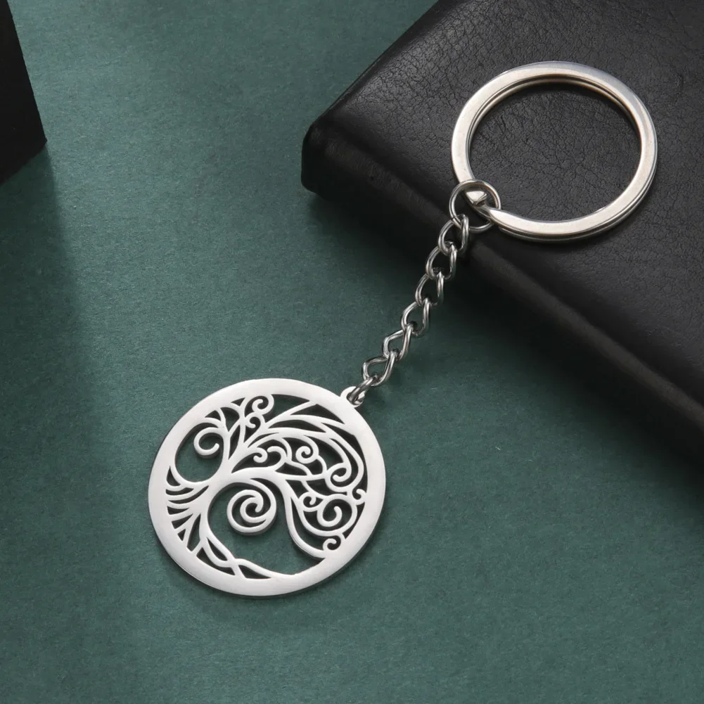 Titanium-Steel-Keychain-Color-Strip-Round-Hollow-Side-Beard-Pendant-304 ...