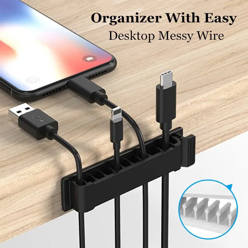 10-Slots Cable Organizer Self Adhesive Cable Clips Table Cable ...