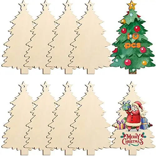 1-10pcs-Christmas-Wooden-Tree-Embellishments-Wood-Christmas-Tree-Blanks ...