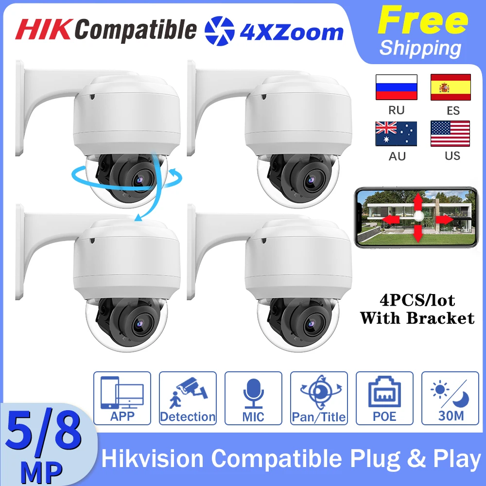 Hikvision-Compatible-PTZ-Camera-4K-8MP-Built-in-Microphone-Audio-5MP-4X ...