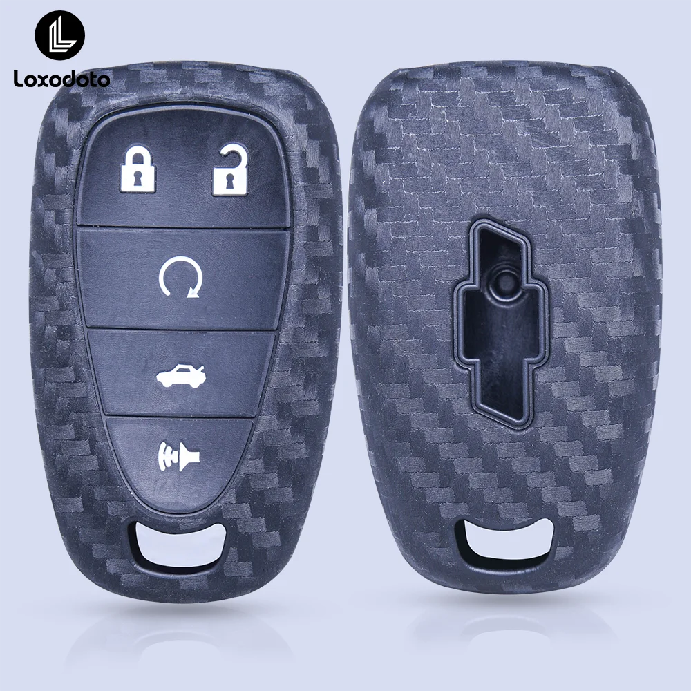 Carbon Fiber Silicone Car Key Shell Case for Chevrolet Traverse 2021 ...