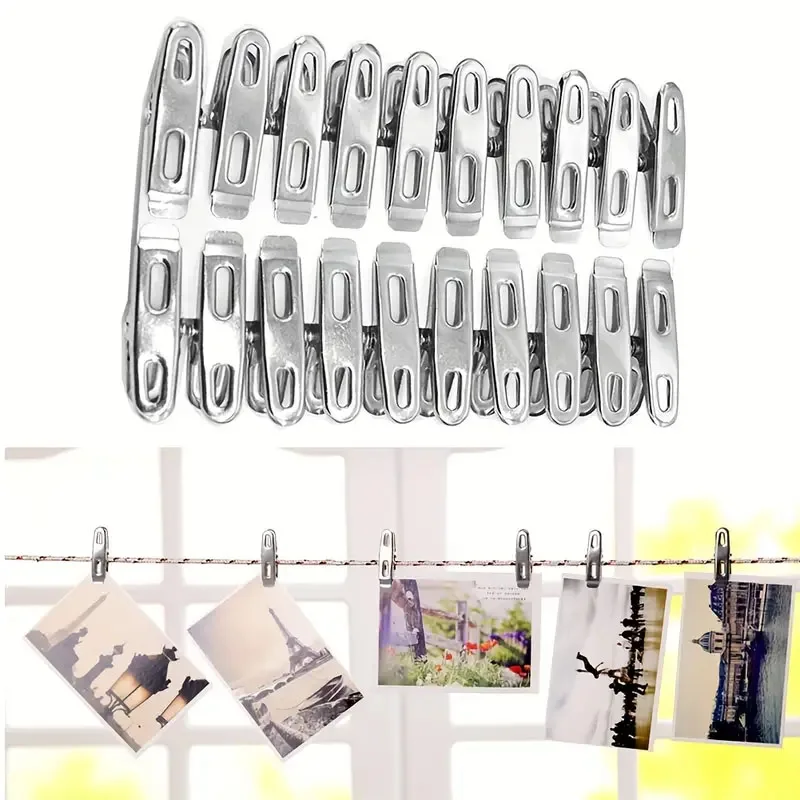 20pcs-Stainless-Steel-Clothespins-Binder-Clips-Heavy-Duty-Clothes-Pins ...