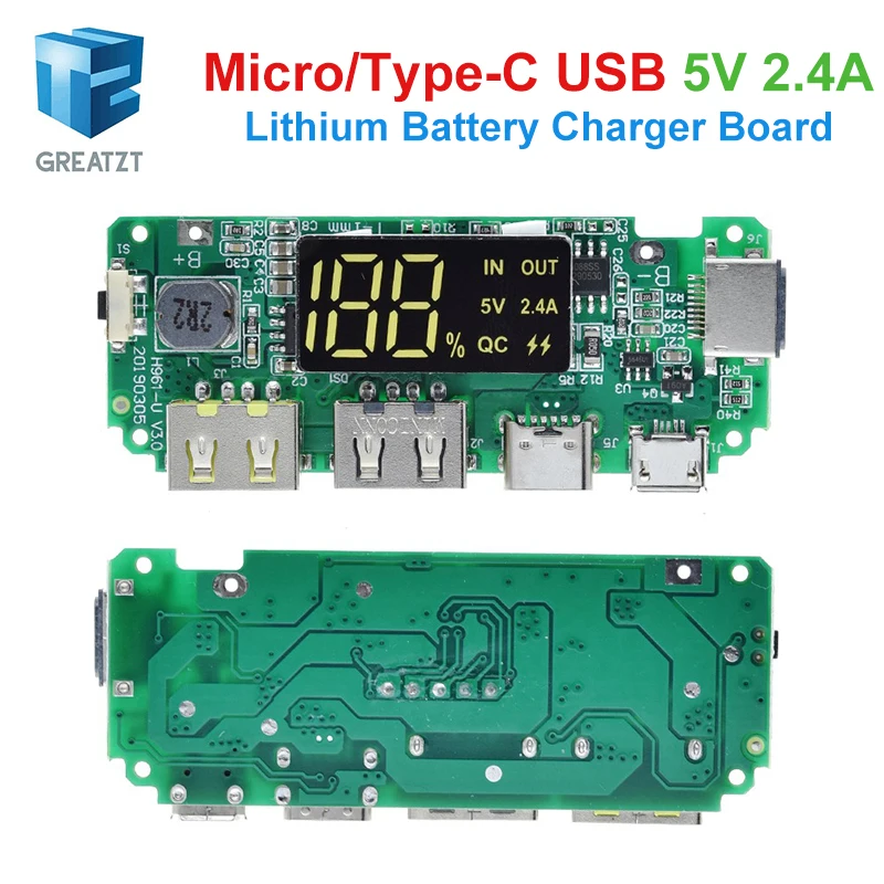 LED-Dual-USB-5V-2-4A-Micro-Type-C-USB-Mobile-Power-Bank-18650-Charging ...