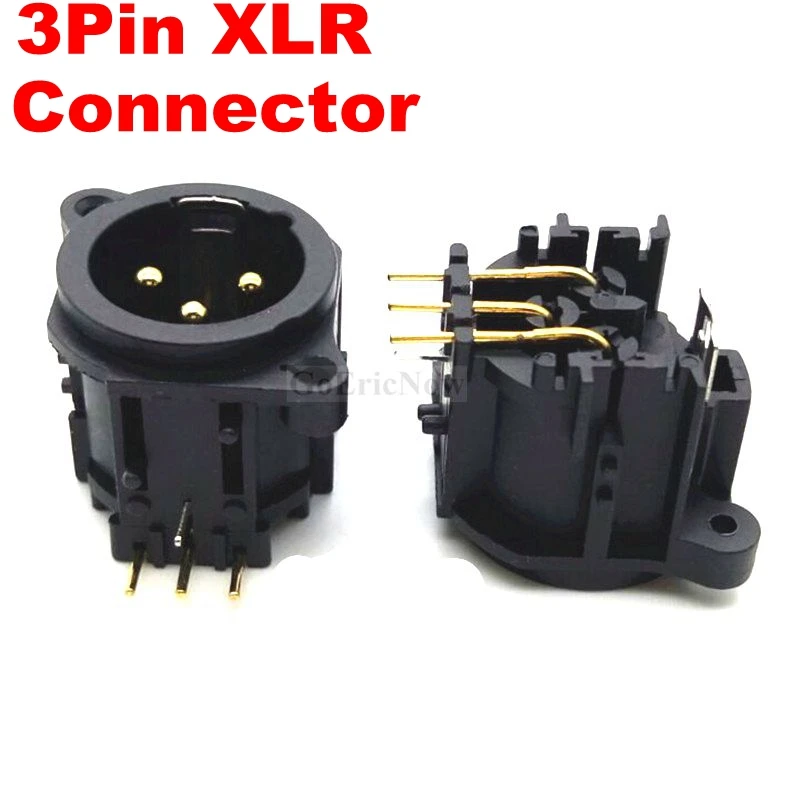1 pcs XLR 3Pin Connector Right Angle XLR 3Pole Male Plug Female Jack ...