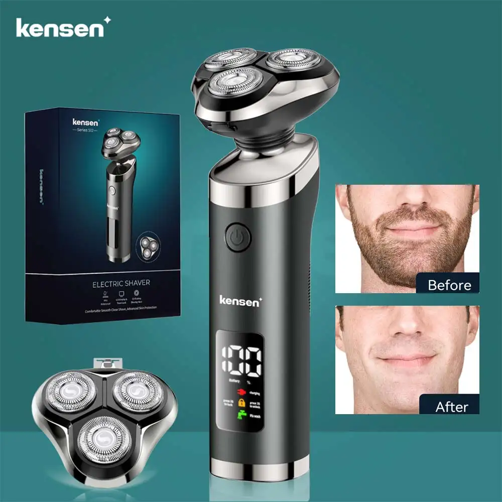 Kensen Electric Beard Trimmers Shaver IPX6 Waterproof Body Shaver Extra ...