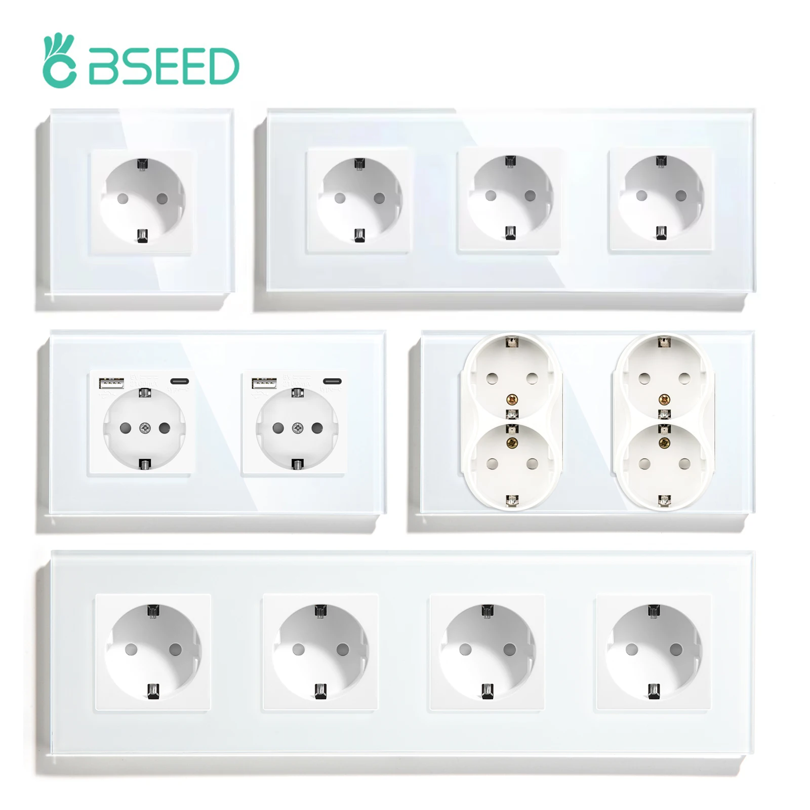 BSEED-EU-Wall-Socket-With-USB-Double-Glass-Sockets-Triple-Electric ...