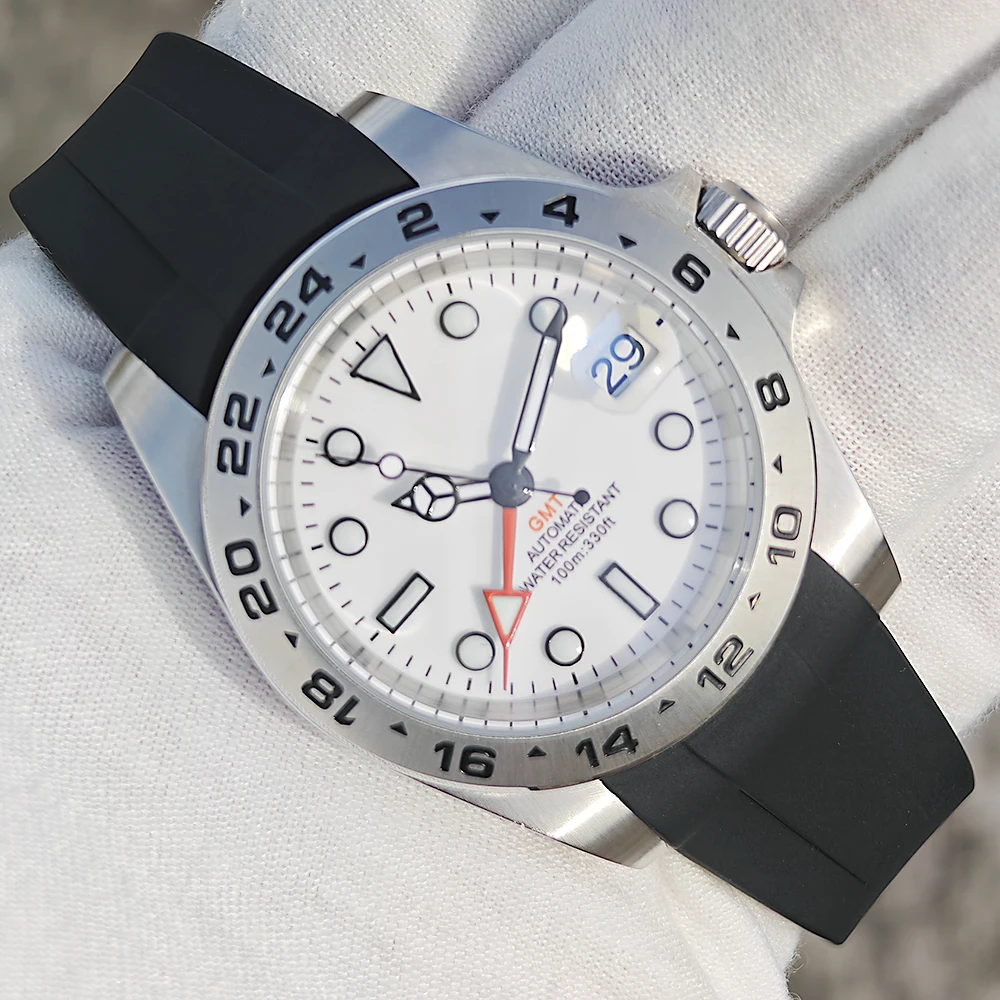 New-NO-Logo-Old-39mm-EXP-24-Hour-GMT-Steel-Bezel-Watch-Men-Automatic ...