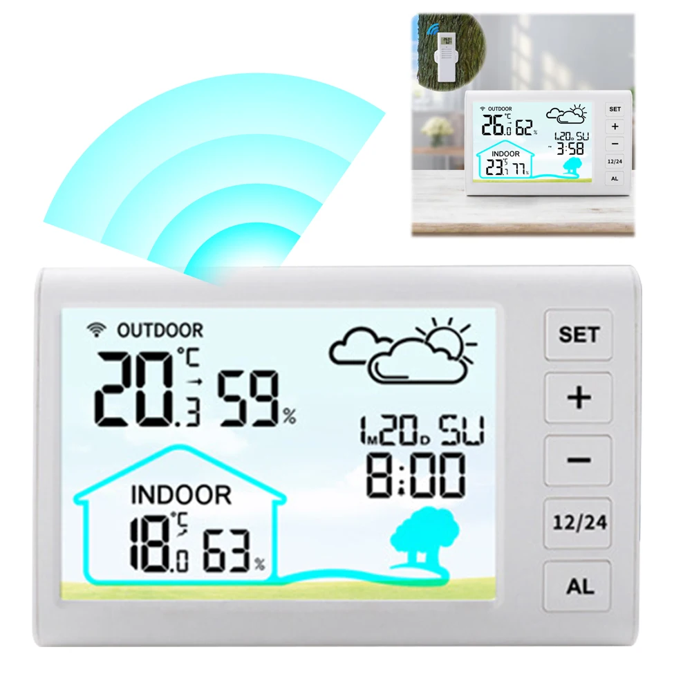 Wireless Weather Station Temperature and Humidity Monitor Battery ...
