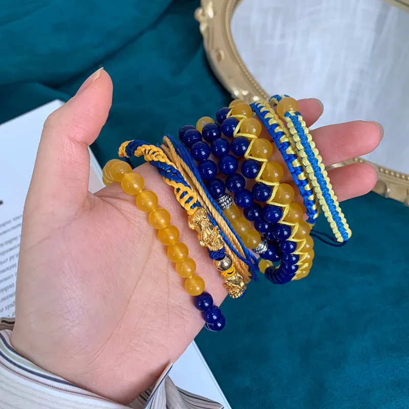 Handmade Ukrainian Flag Color Woven String Bracelet For Women Men Charm ...