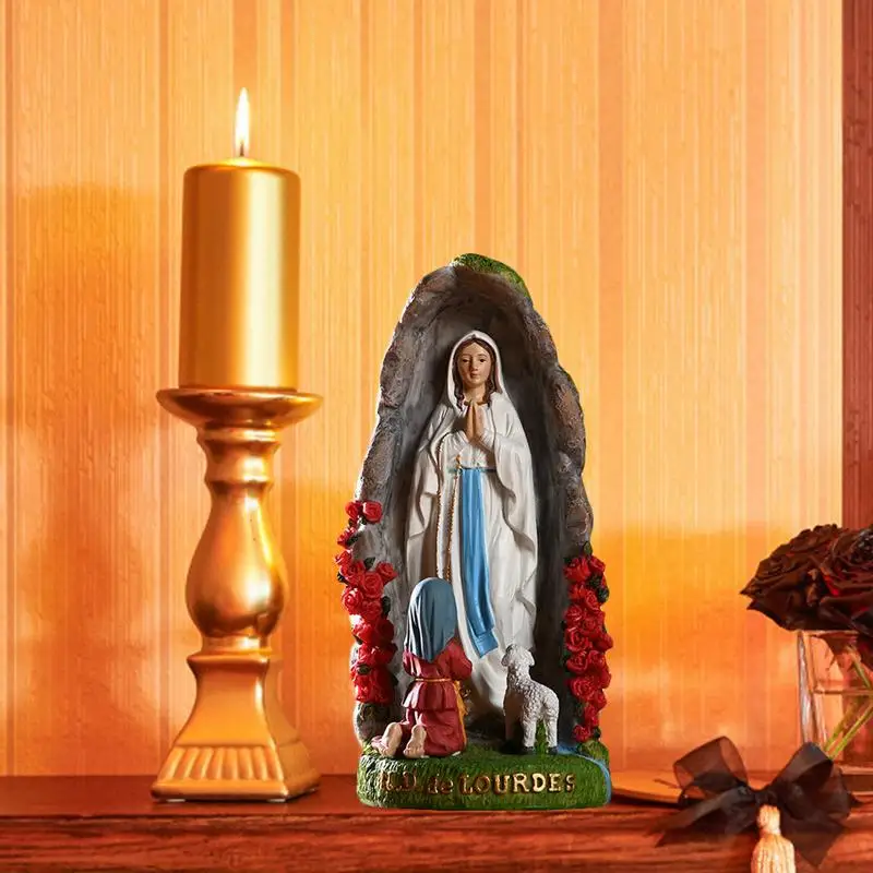 Virgin-Mary-Statue-Lady-Of-Lourdes-With-St-Bernadette-And-Lamb ...