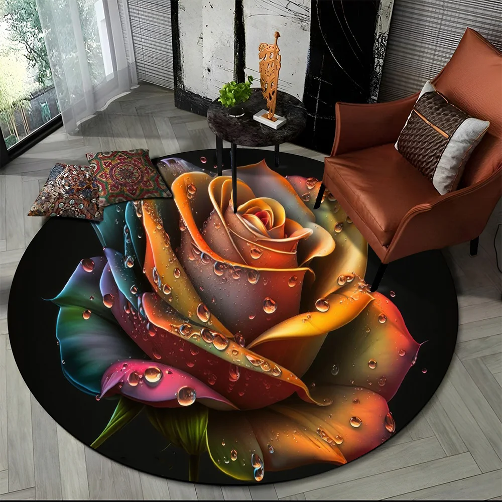 3D-Luxury-Flower-Rose-Daisy-Nordic-Round-Carpet-Rug-for-Living-Room ...