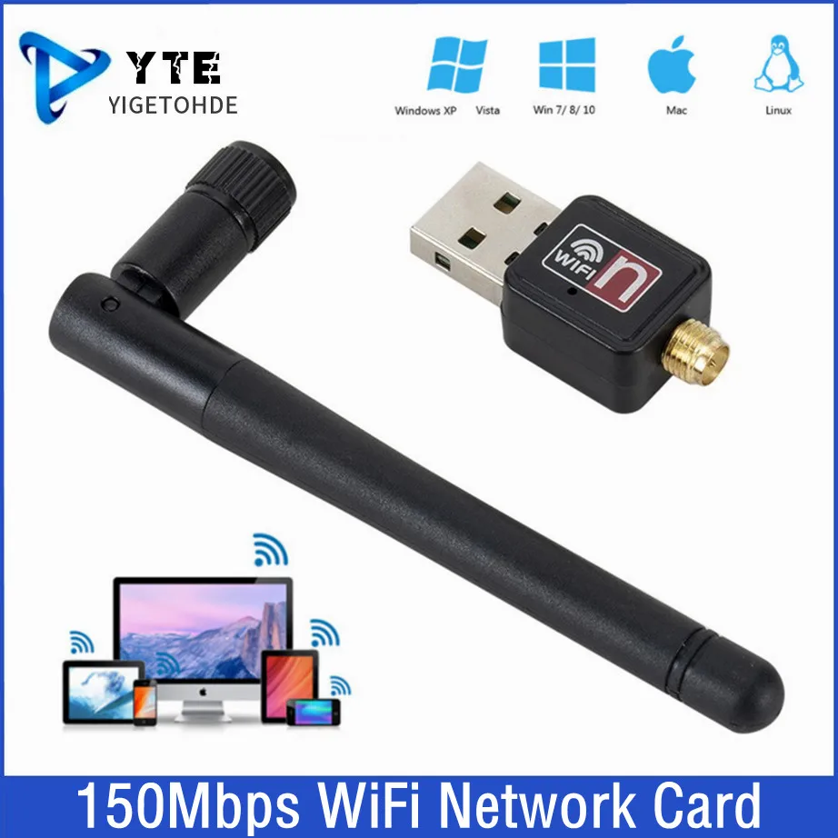 Mini USB 2.0 WiFi Network Card Adapter 150Mbps Wi Fi Adapter PC Wi-Fi ...