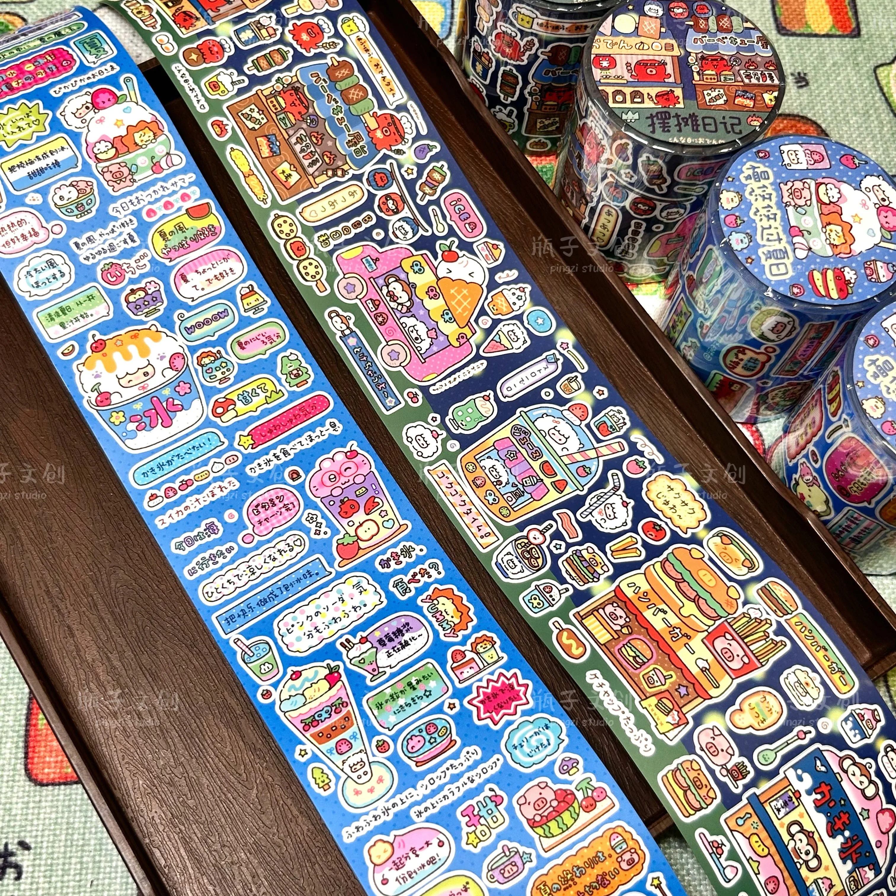 Bottle Stall Diary Vintage Sticker Roll Leisurely Summer Lettering Cute ...