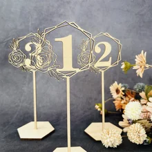 10pcs Wooden Table Number Rustic Wedding Engagement Hexagonal Number ...