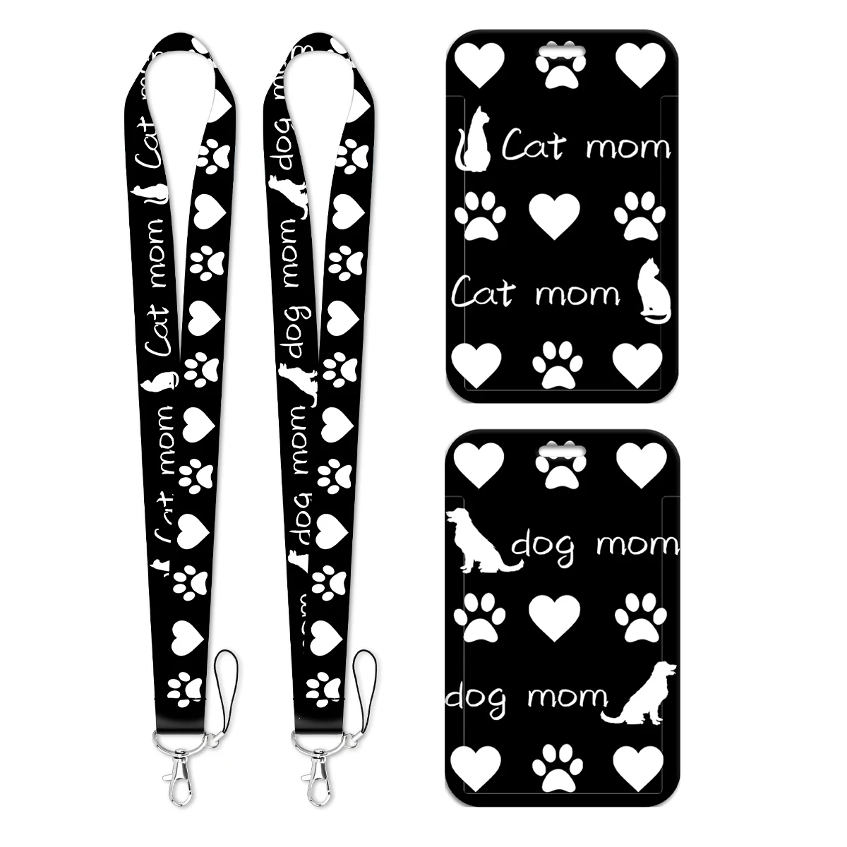 Dog mom Credential Holder Cat mom Lanyard Keychain Cute Neck Strap For ...