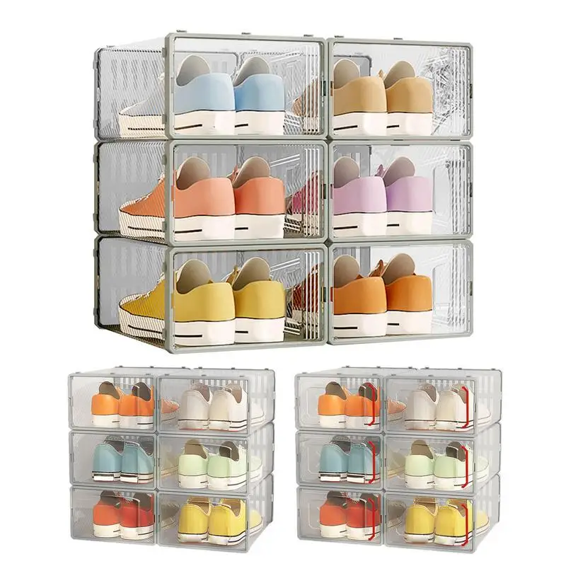 Stackable-Shoe-Boxes-6PCS-Clear-Stackable-Shoe-Organizer-Bins-Sneaker ...