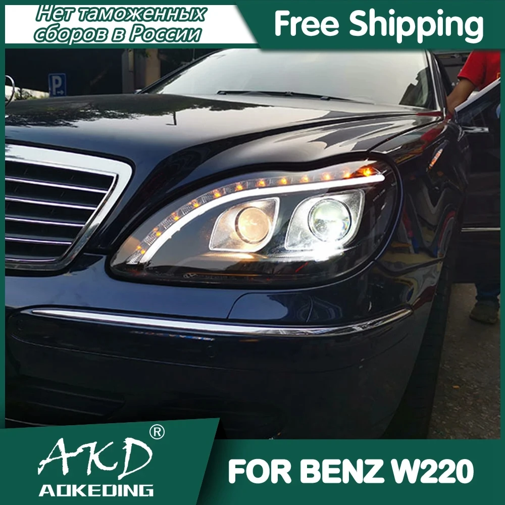 For-BENZ-W220-Headlights-1999-2005-DRL-Day-Running-Light-12V-LED-Bi ...