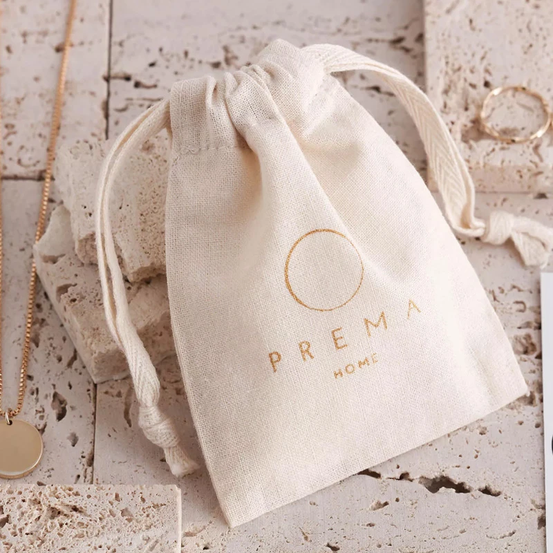 Logo Jewelry Cotton Bag Packaging | Cotton Pouch Jewelry Logo - Gift ...