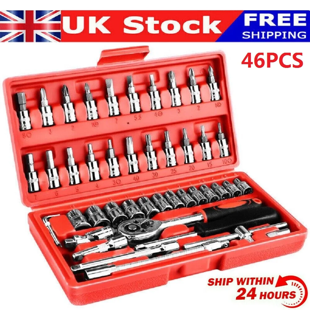 46pcs Socket Ratchet Car Repair Tool Wrench Set Head Ratchet Pawl ...
