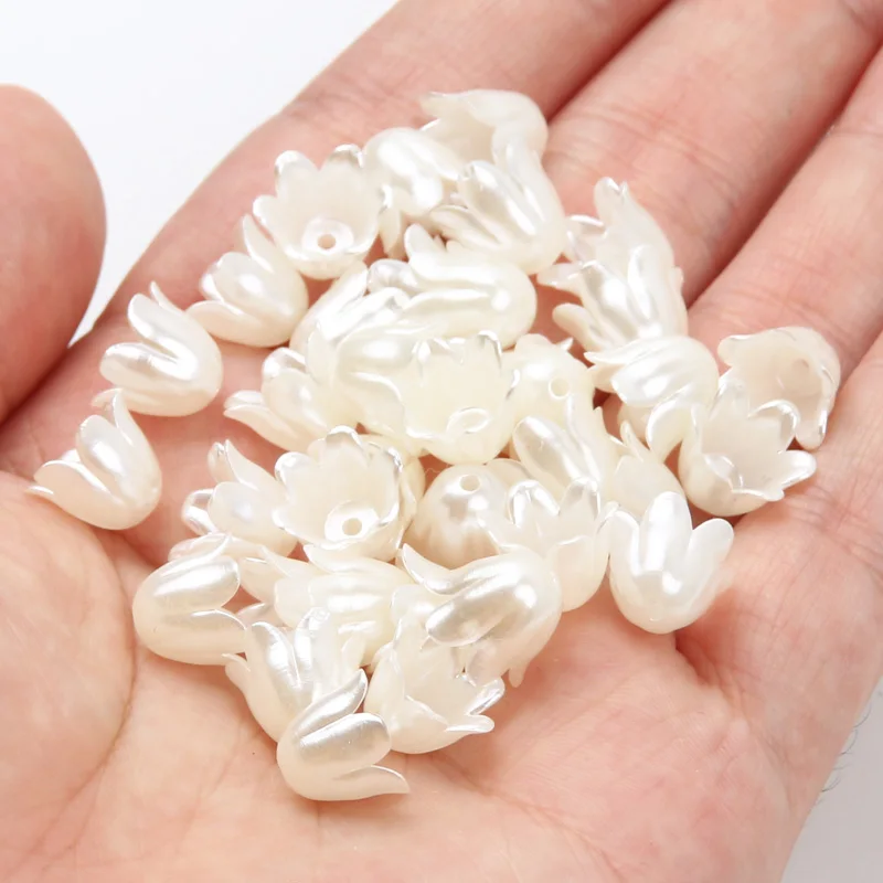 Imitation Pearl Stamen Beads | Acrylic Flowers Jewelry - 50pcs 9x10mm ...