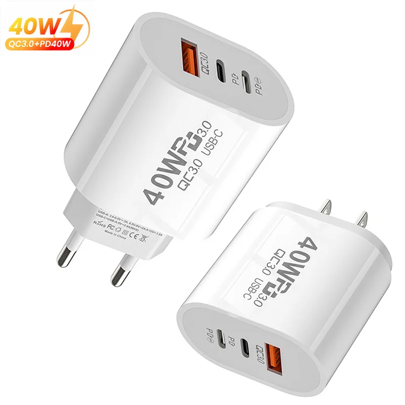 USB C Charger 40W Fast Charging Charger 3Ports Type C Mobile Phone ...