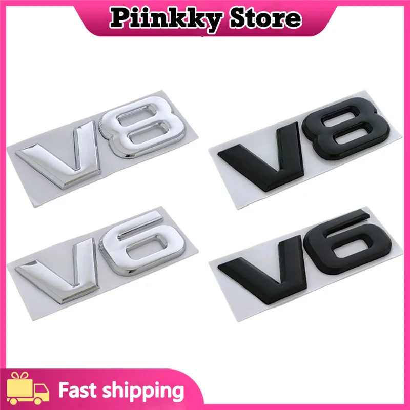 3d-Metal-Chrome-V6-V8-Logo-Decals-For-Camry-Land-Cruiser-Highlander ...