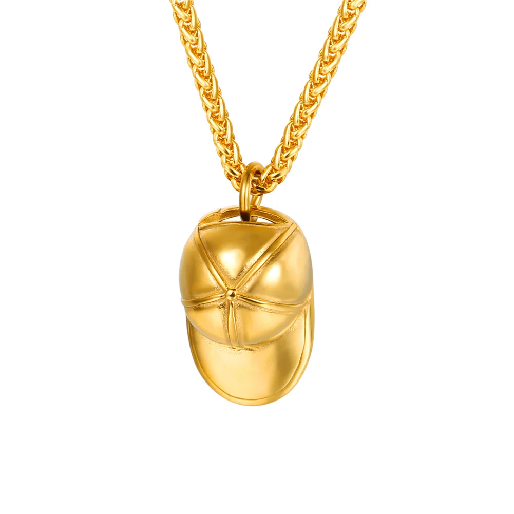 ChainsPro-Baseball-Cap-Pendant-Gold-Black-Color-Baseball-Hat-Stainless ...