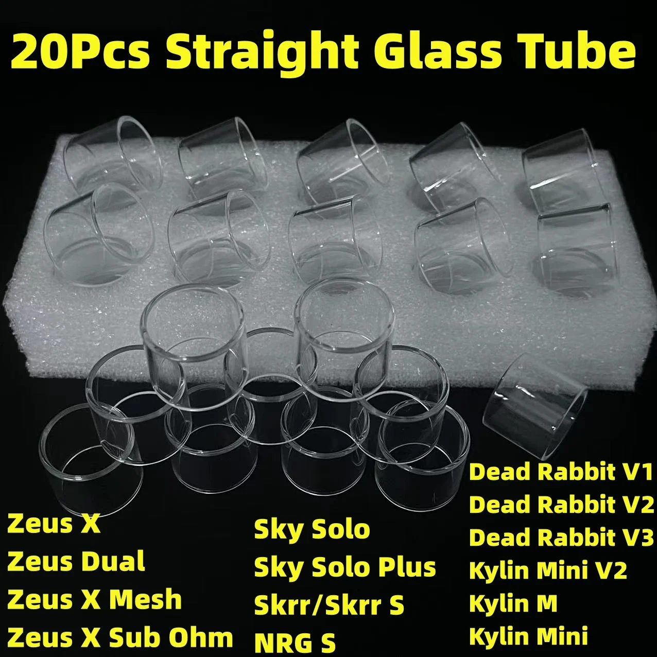 20PCS-Normal-Glass-Tube-For-Zeus-X-Mesh-Subohm-Kylin-Mini-V2-M-Dead ...