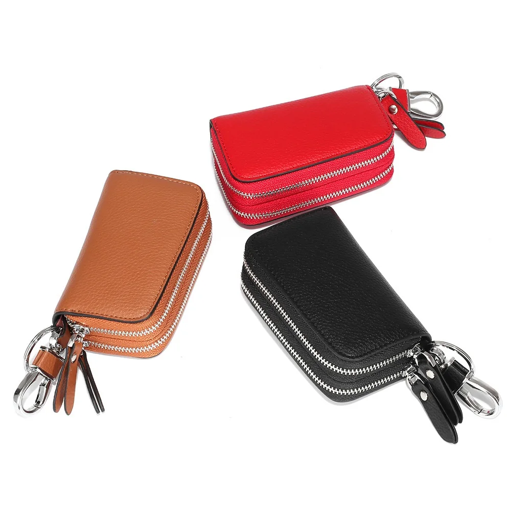 Car-Key-Case-Holder-Double-Zipper-Leather-Car-Smart-Key-Fob-Case-with ...