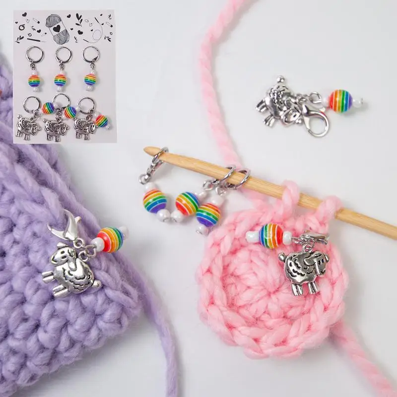 Sheep-Knitting-Notions-Colorful-Rainbow-Bead-Knitting-Rings-3pcs ...