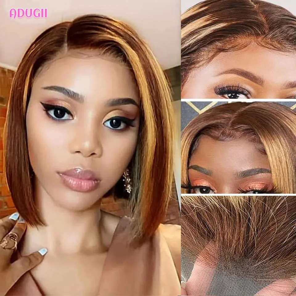 Highlight Bob Wig Lace Front Human Hair Wigs Brazilian Remy Lace Front ...
