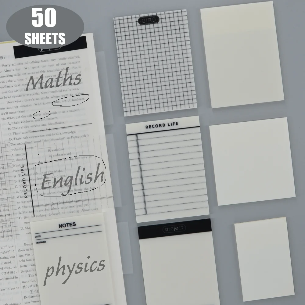 50Sheets Sticky Notes Self-adhesive Posted It Transparentes for ...