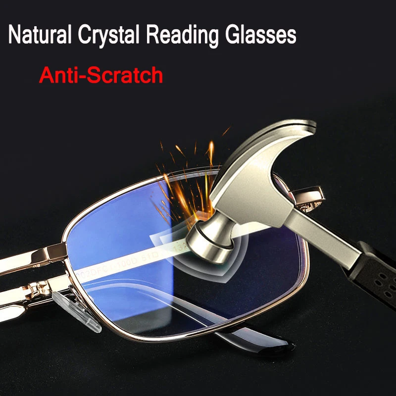 Real-Glass-Lens-Natural-Diamond-Crystal-Reading-Glasses-Men-Women ...