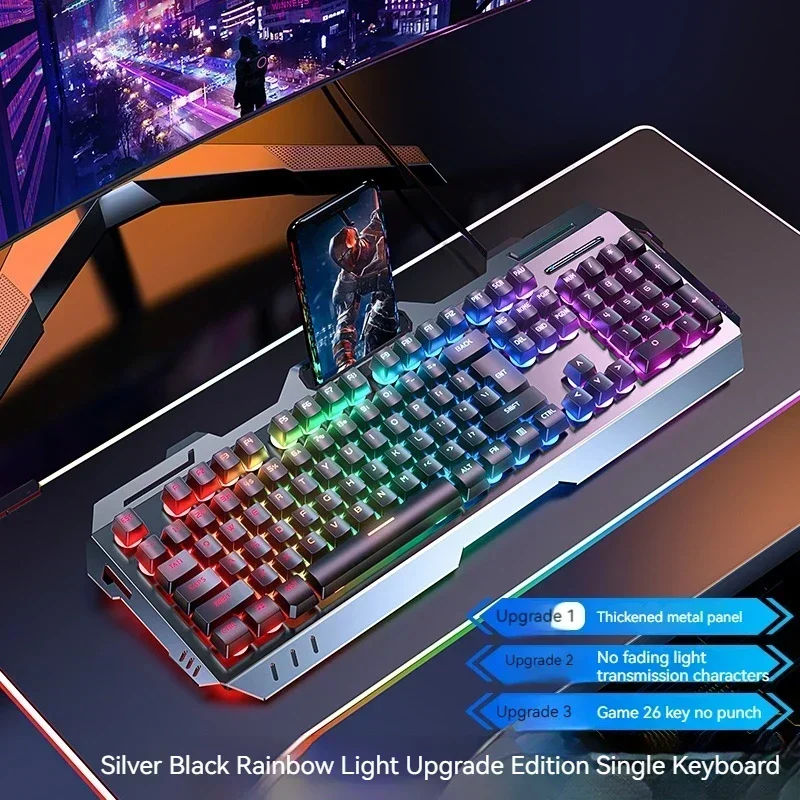 Eweadn Gx810 Wired Computer Keyboard RGB Backlit Multi-function Knob ...