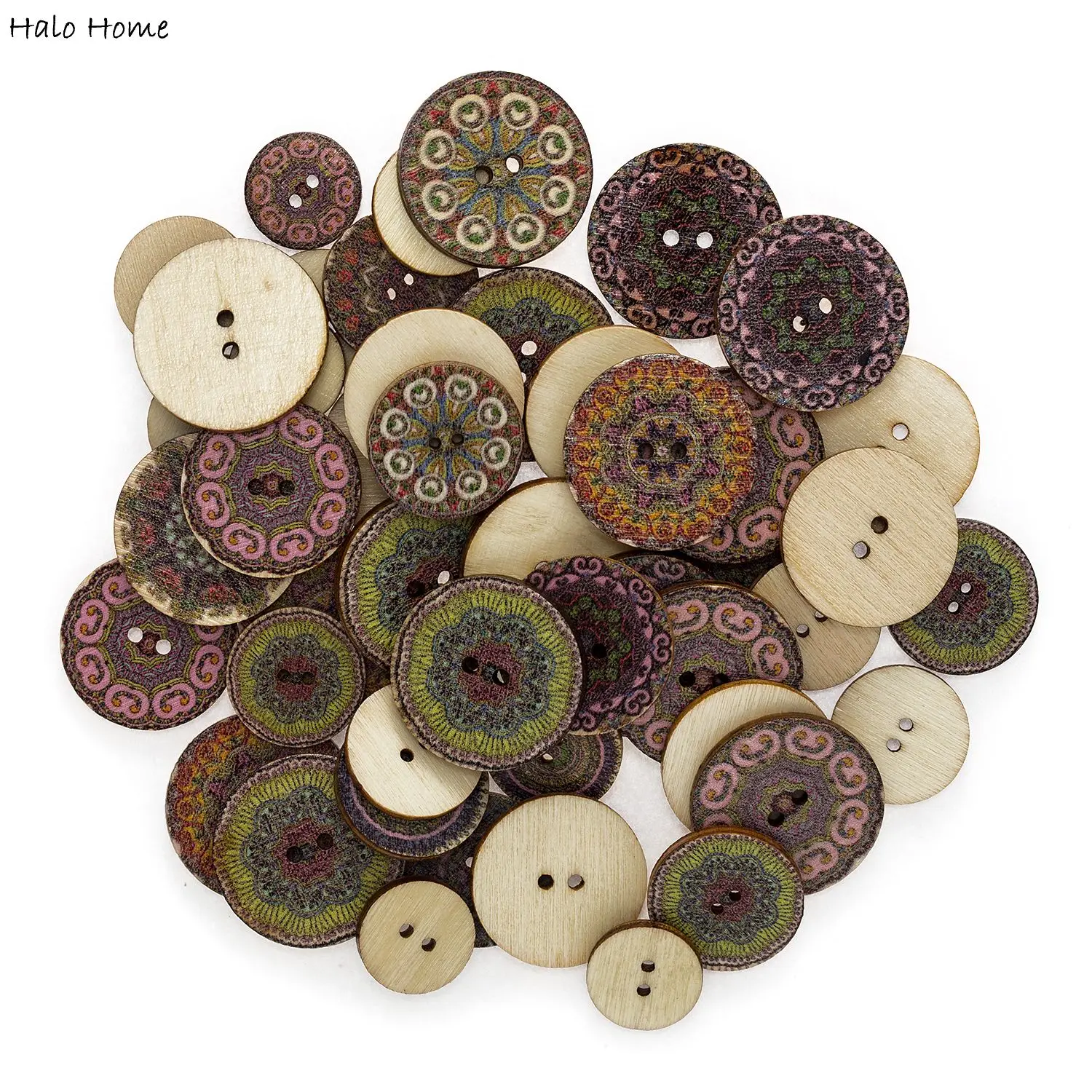 15-25mm-50-100pcs-Retro-Theme-Wood-Buttons-Handwork-Sewing-Scrapbook ...