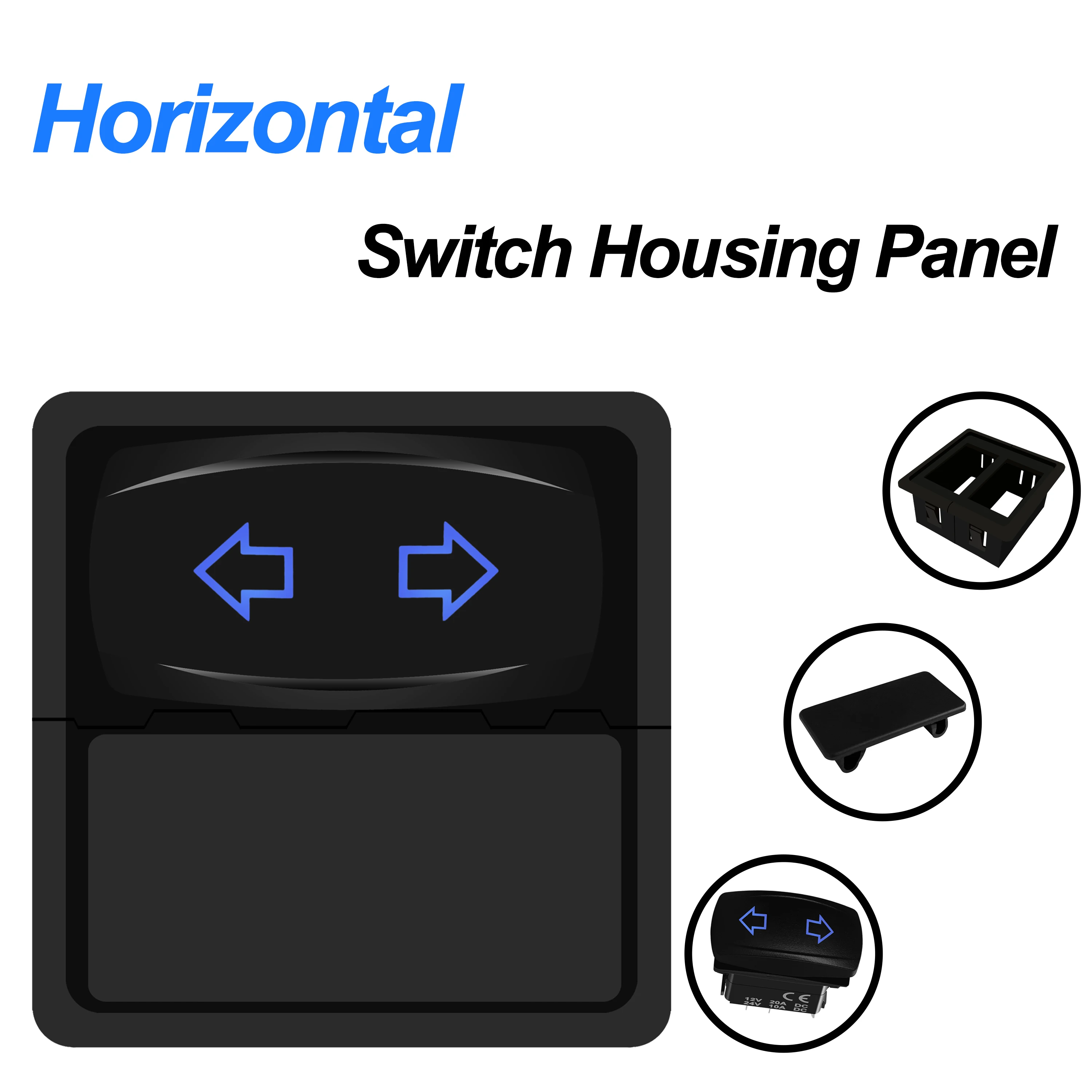 12V-UP-DOWN-Rocker-Switch-LEFT-RIGHT-Blue-Led-Light-Housing-Panel-Mount ...