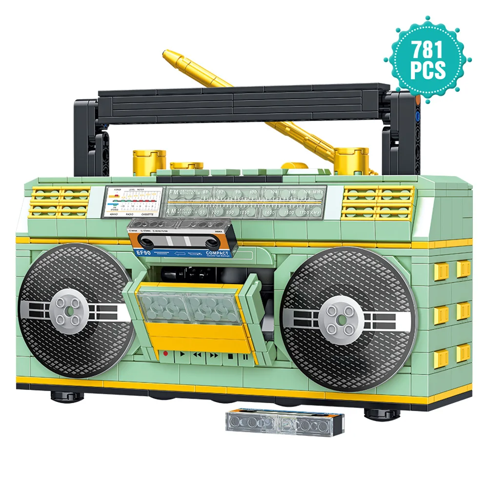 781PCS-Retro-Radio-Klassieke-Serie-Bouwstenen-Set-Vintage-Muziekspeler ...