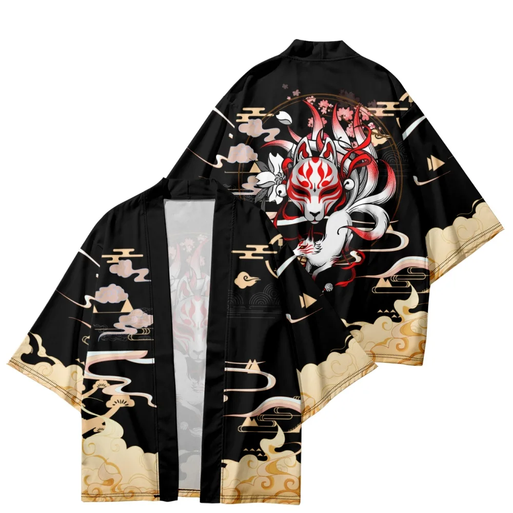 Summer-Cartoon-Nine-Tailed-Fox-Printed-Kimono-Women-Men-Japanese-Haori ...